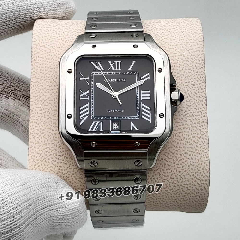 Cartier Santos Stainless Steel Black Dial 39.8mm High Quality Swiss ...