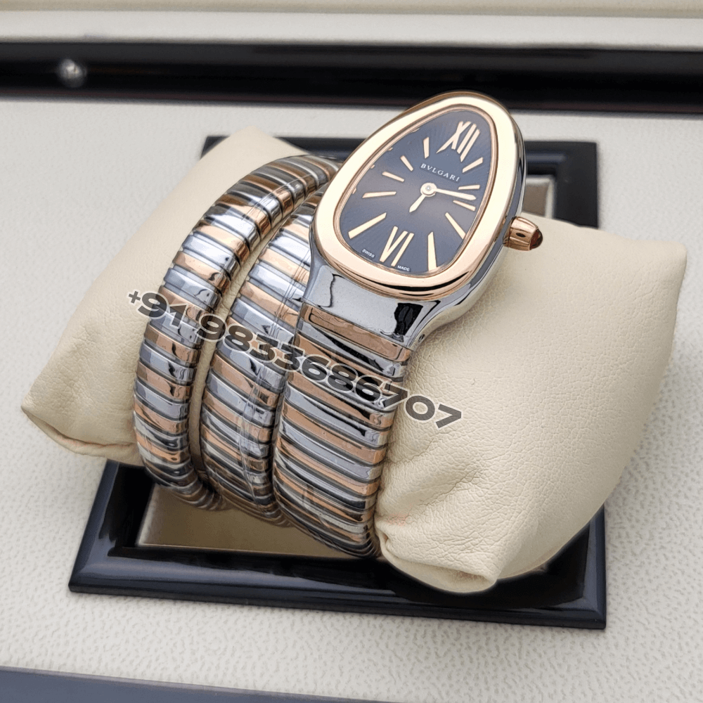 Bvlgari Serpenti Dual Tone Double Spiral Black Dial 35mm High Quality ...
