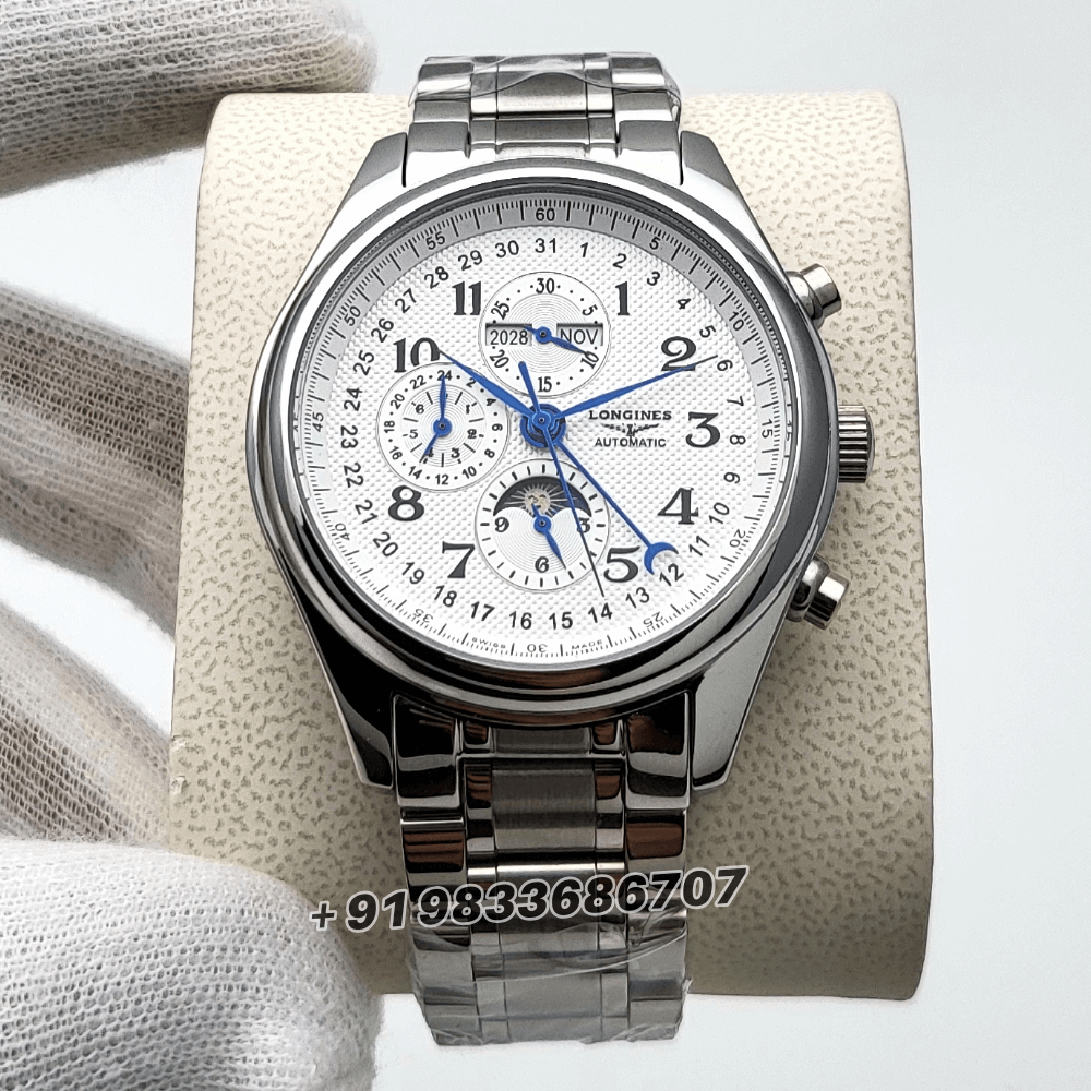 Longines Master Collection Chrono Moonphase Stainless Steel Silver Dial ...