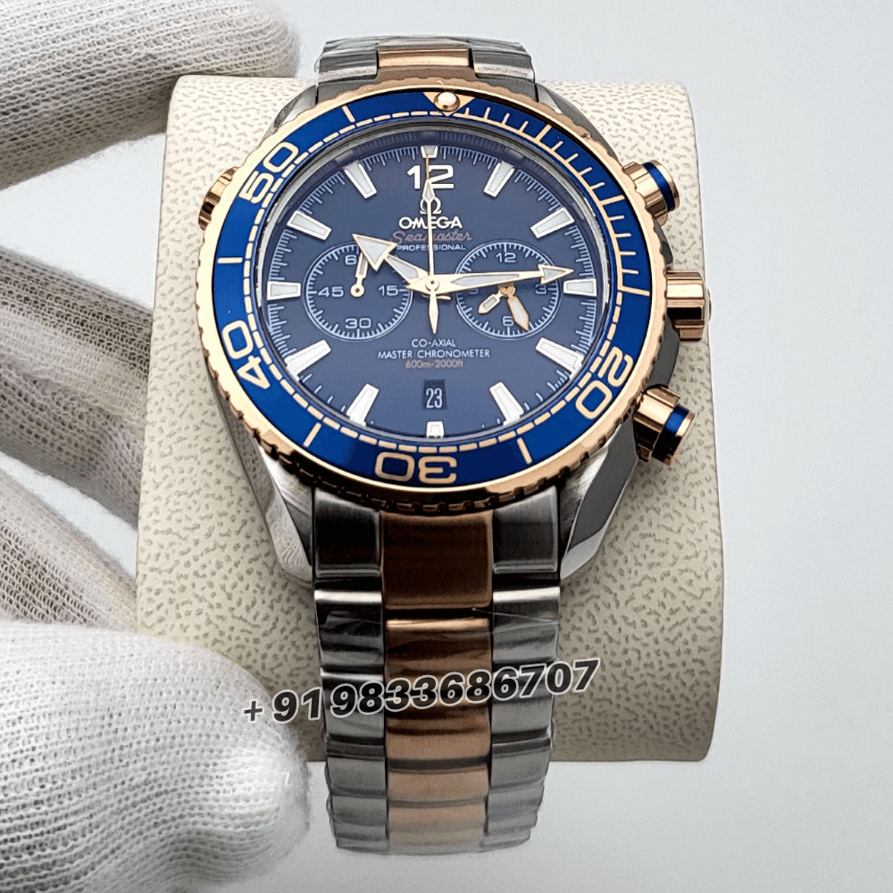 Omega Seamaster Planet Ocean Chronograph Dual Tone Blue Dial 45mm High ...