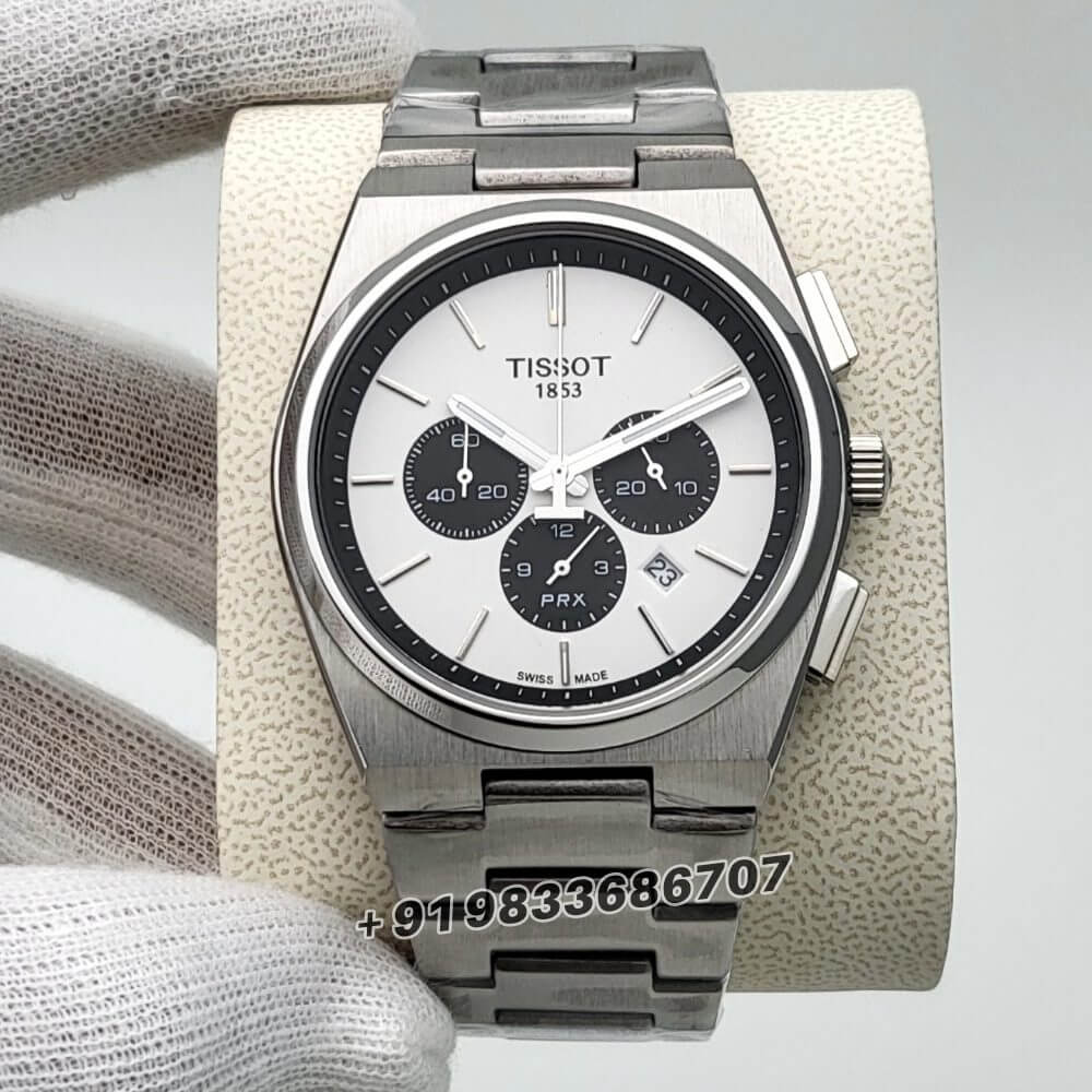 Tissot 1853 T-Classic PRX Chronograph Stainless Steel White Dial 42mm High Quality First Copy ...
