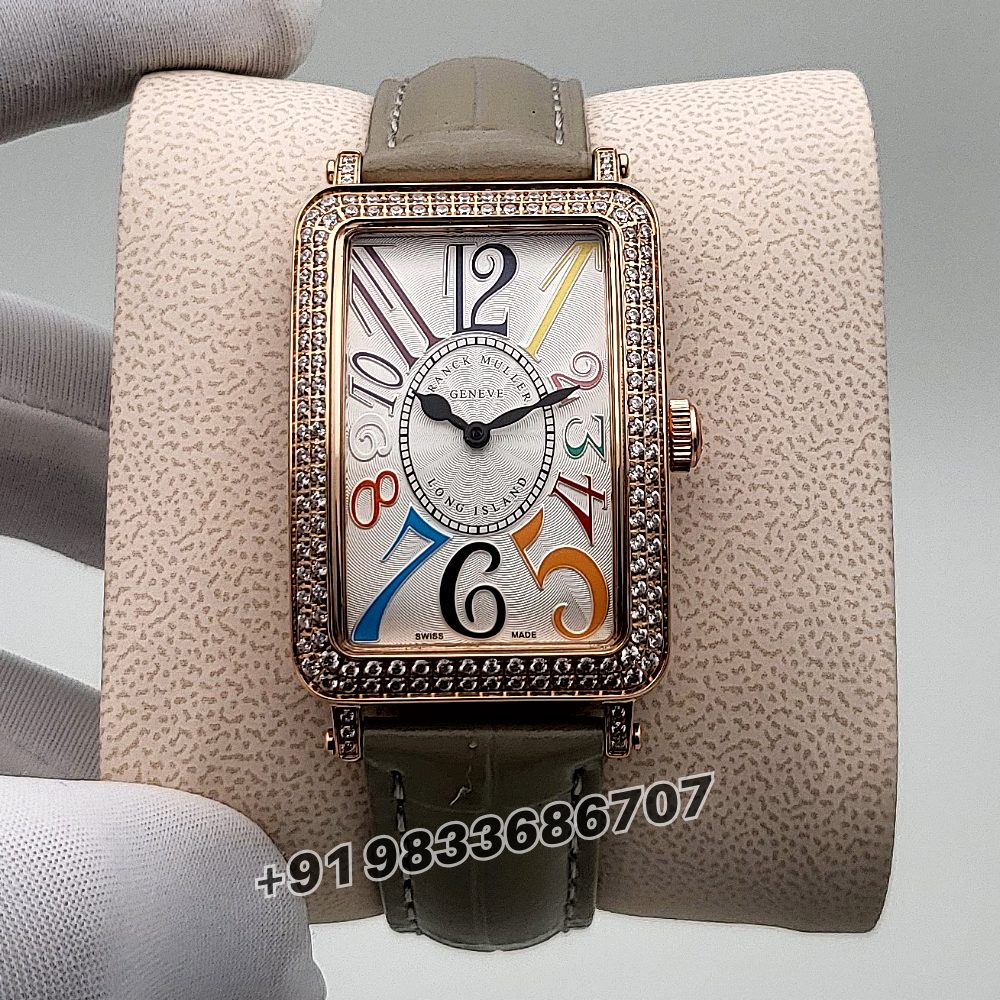 Franck Muller Long Island Rose Gold White Dial Elegant Light Green ...