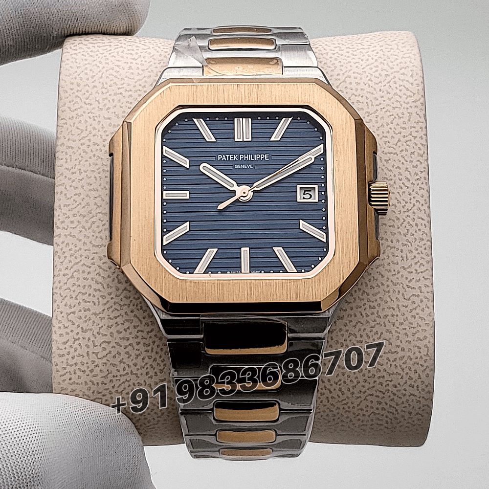 Patek Philippe Cubitus Stainless Steel and Rose gold Sunburst Blue Dial ...