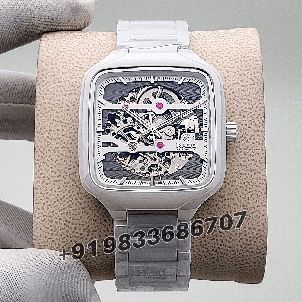 Rado True Square Skeleton Dial White Ceramic Bracelet 38mm High Quality ...