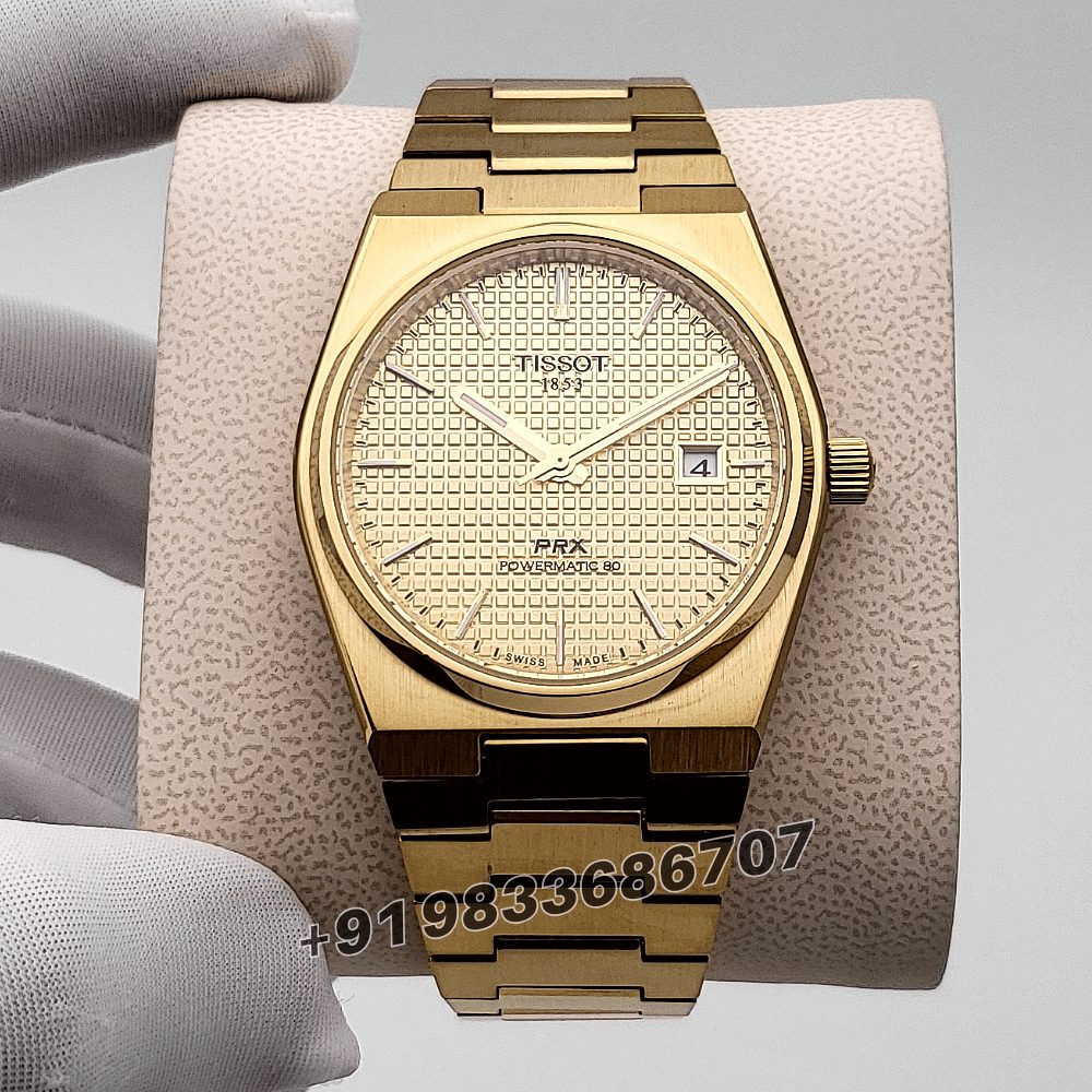 Tissot PRX Full Gold Golden Dial High Quality Swiss Automatic Movement First Copy Watch ...
