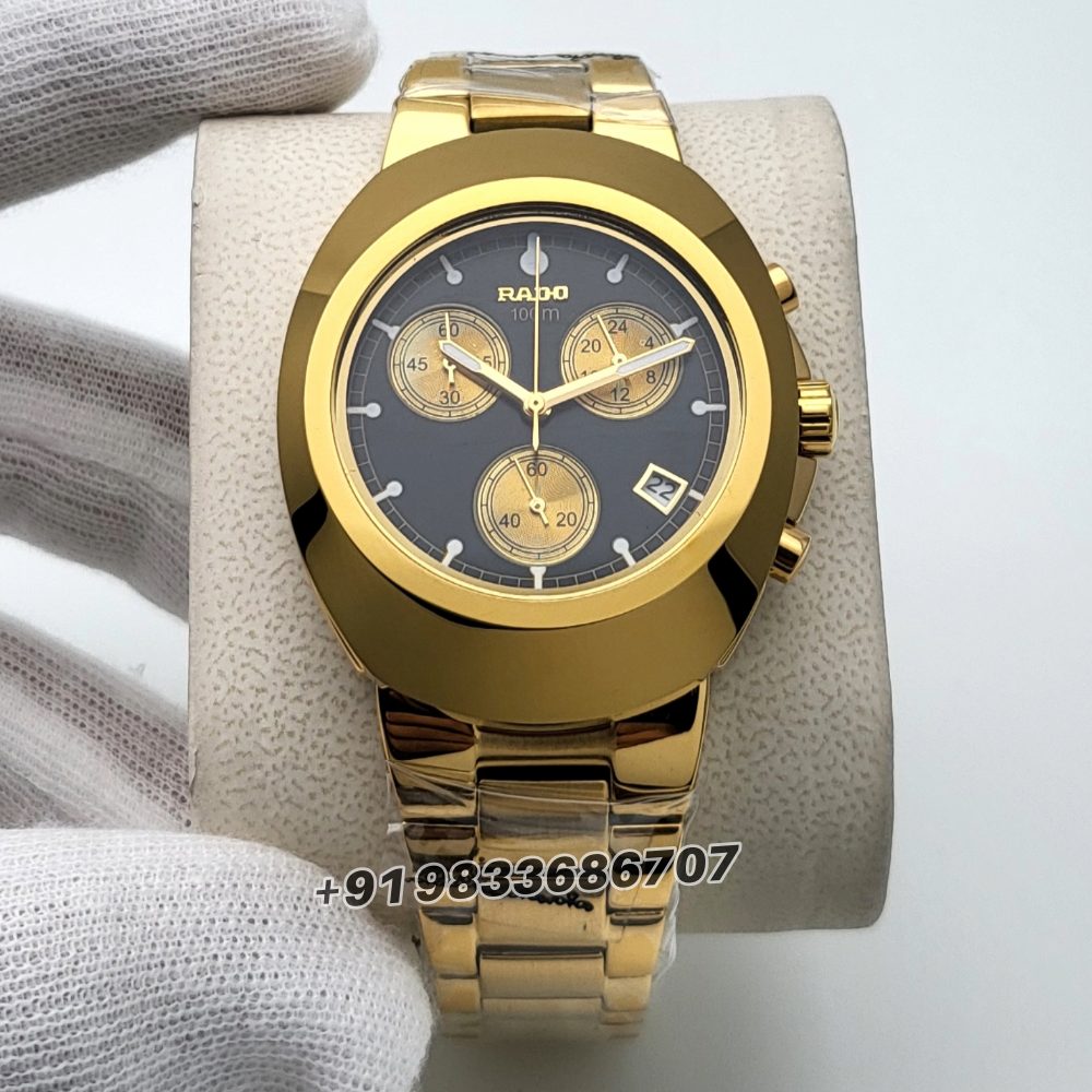 Rado Diastar Full Gold Black Dial Chronograph Movement High Quality ...